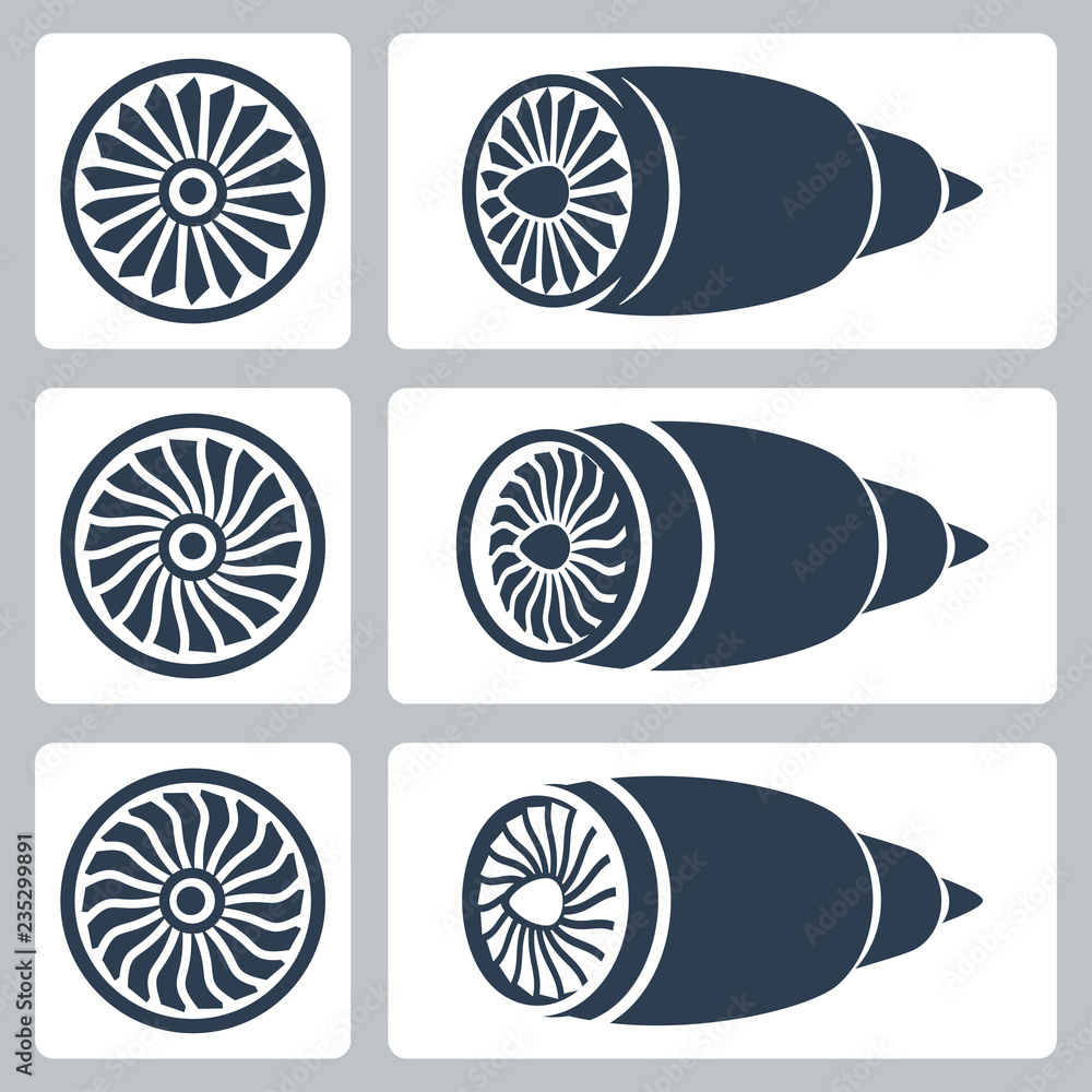 Aircraft turbines vector icon set Stock Vector | Adobe Stock