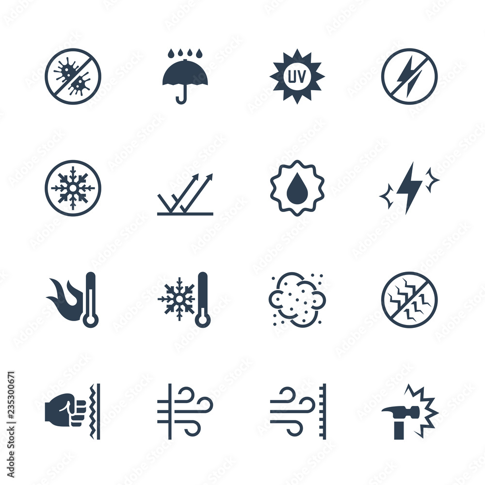 Vector icons set of external influence and protection from it ...