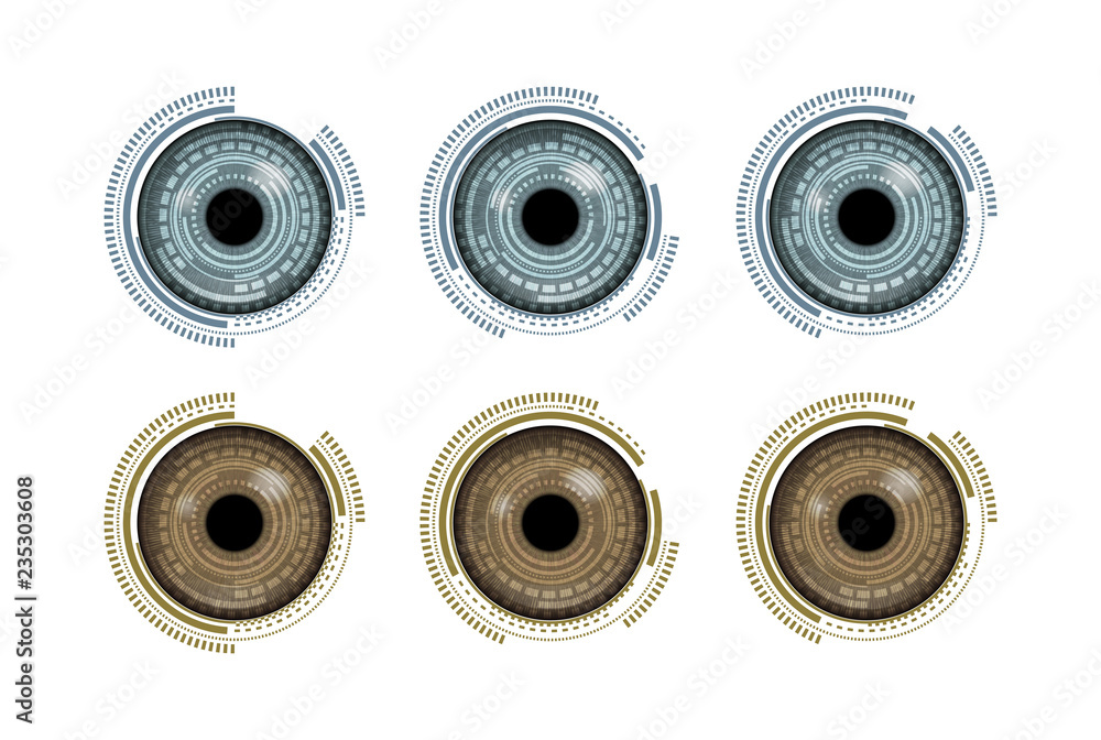 Geometric circle modern eye retina scanning system vector illustration ...
