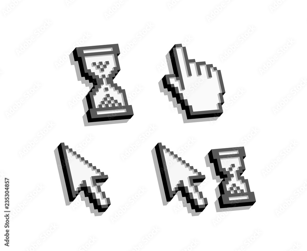 Set of pixelated 3d cursors, pointers Stock Vector | Adobe Stock