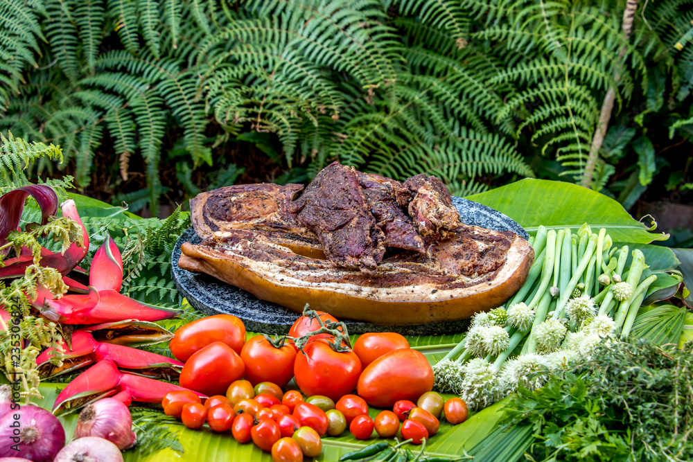 Boucané de porc Boucané de porc à l'île de la Réunion Stock Photo ...
