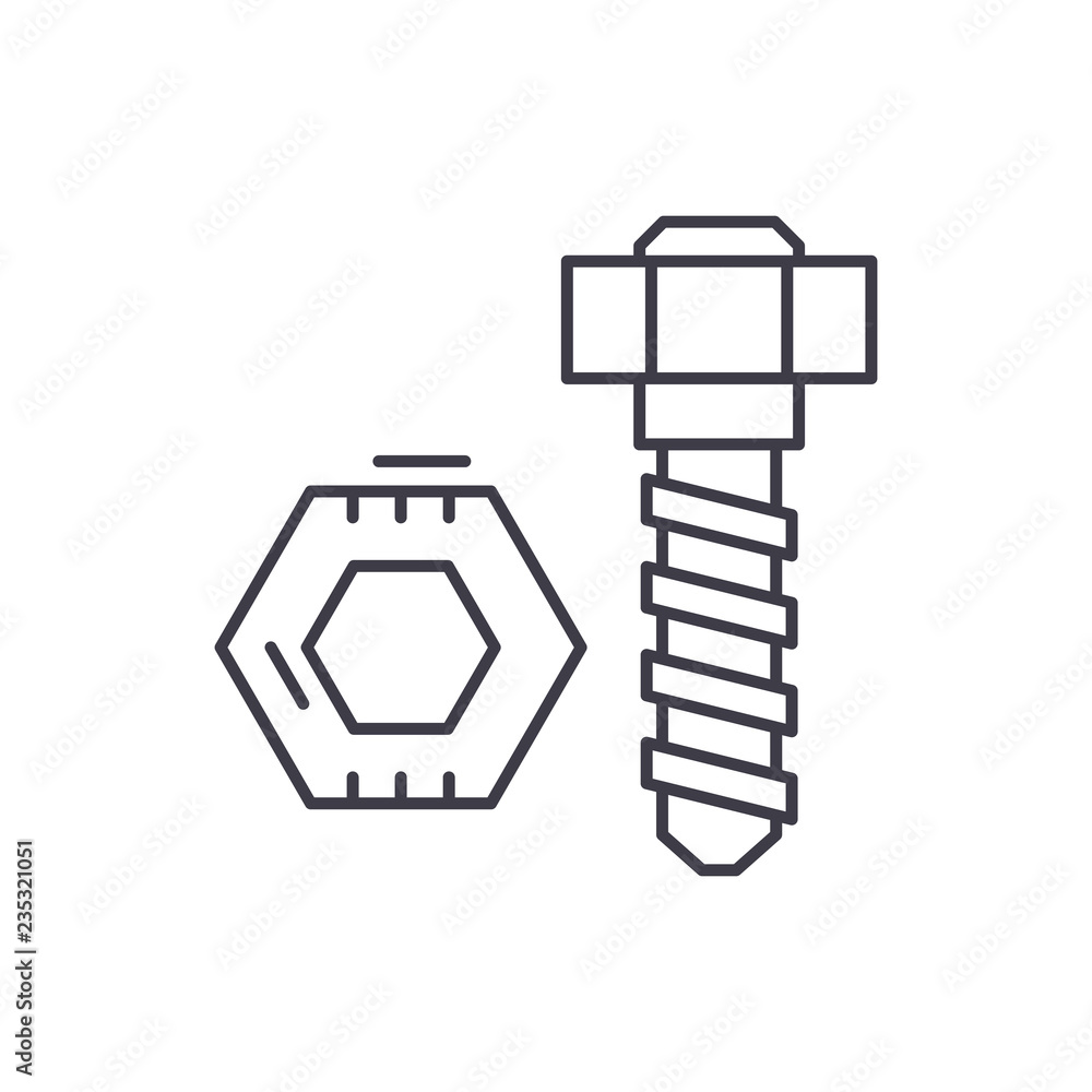 Bolt and nut line icon concept. Bolt and nut vector linear illustration ...
