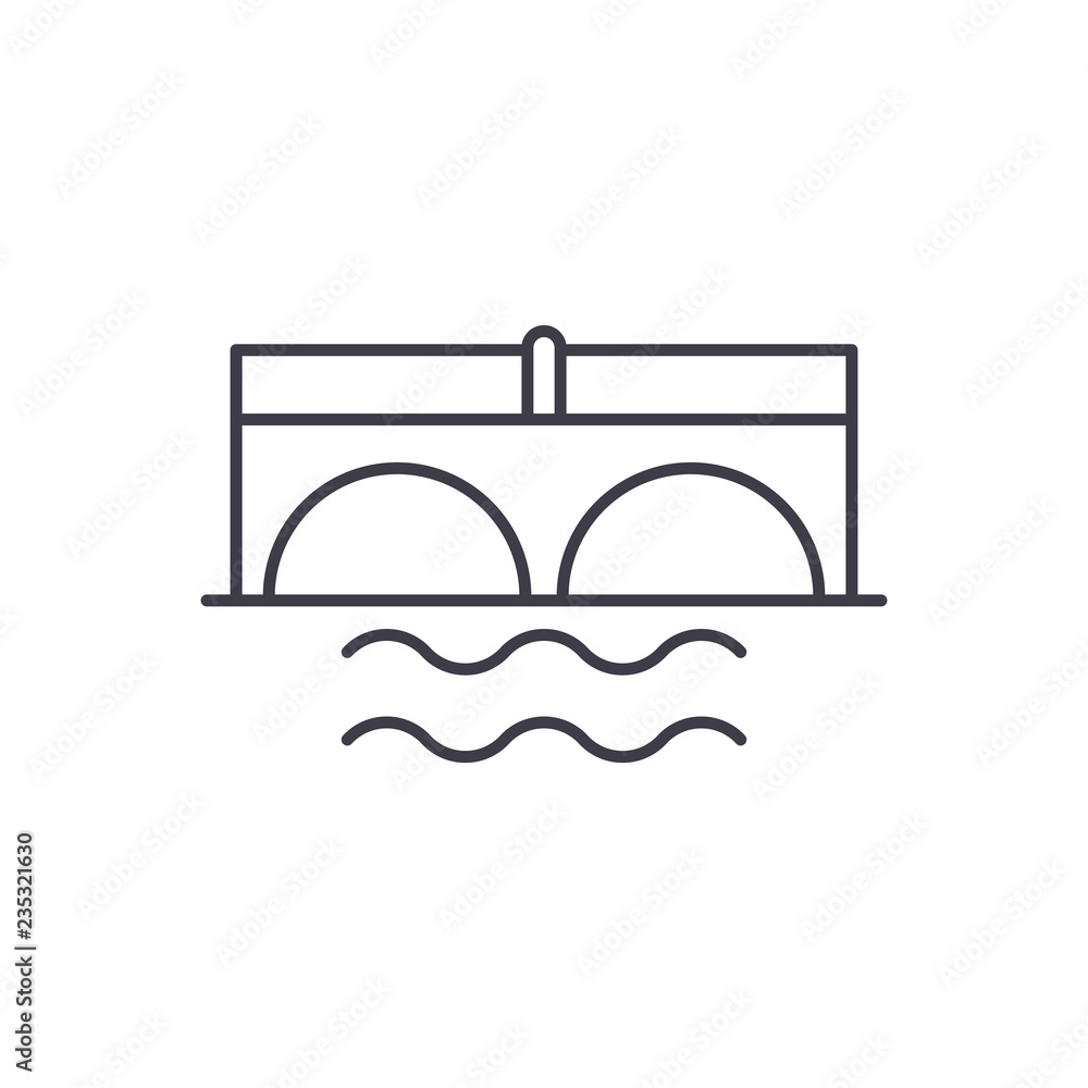 Bridge over river line icon concept. Bridge over river vector linear ...