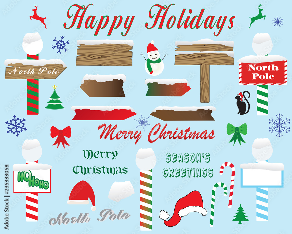 Christmas-North Pole and Snowy Signage Stock Vector | Adobe Stock