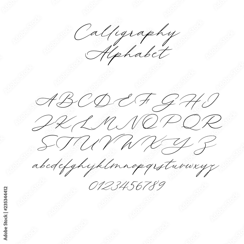 Obraz Hand Drawn Typeface Set Isolated On White Brush Painted 