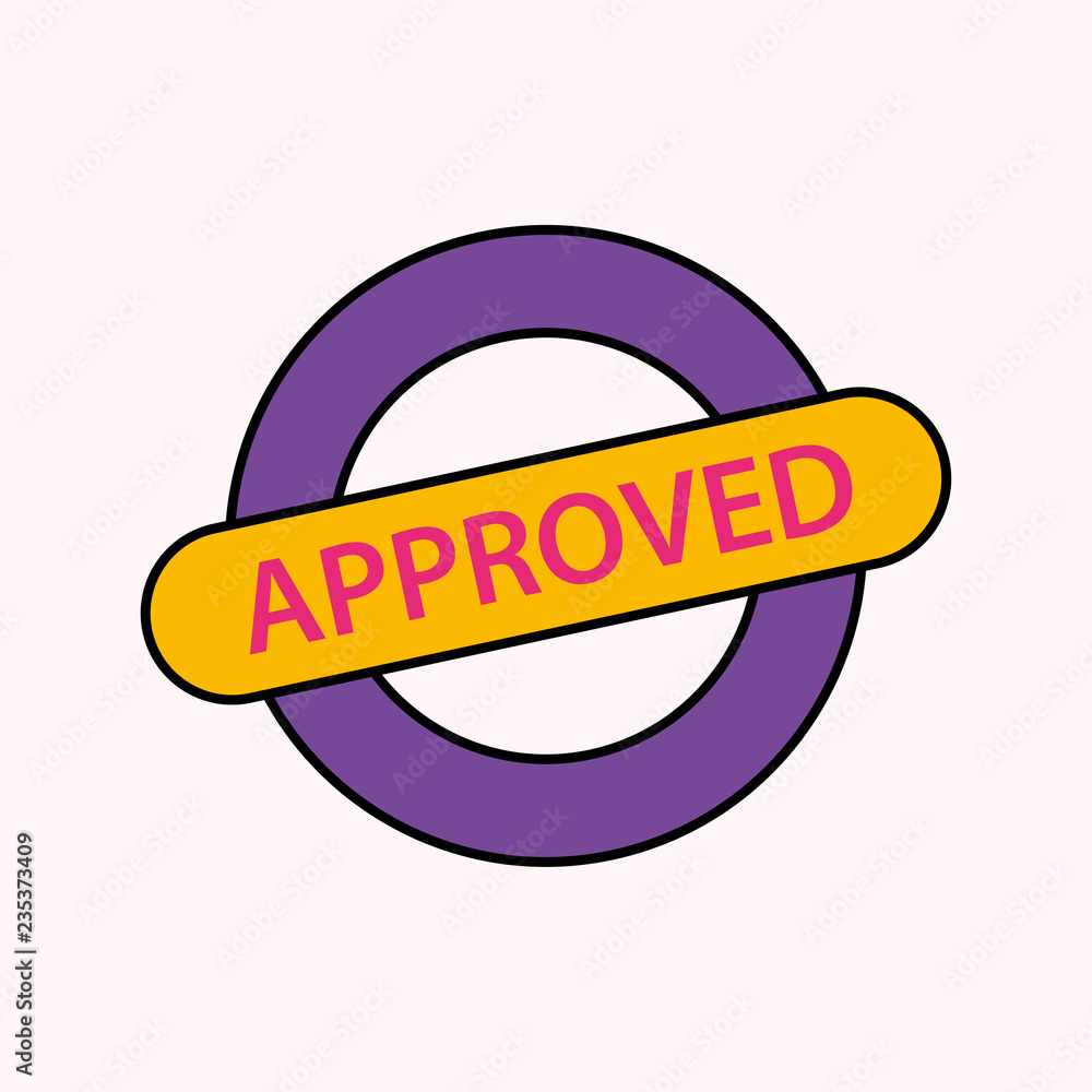 Approved stamp sign colorful in cartoon design Stock Vector | Adobe Stock