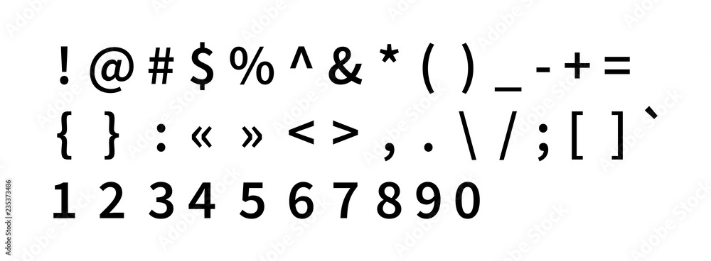 Set of black punctuation marks and numbers on blank background Stock ...