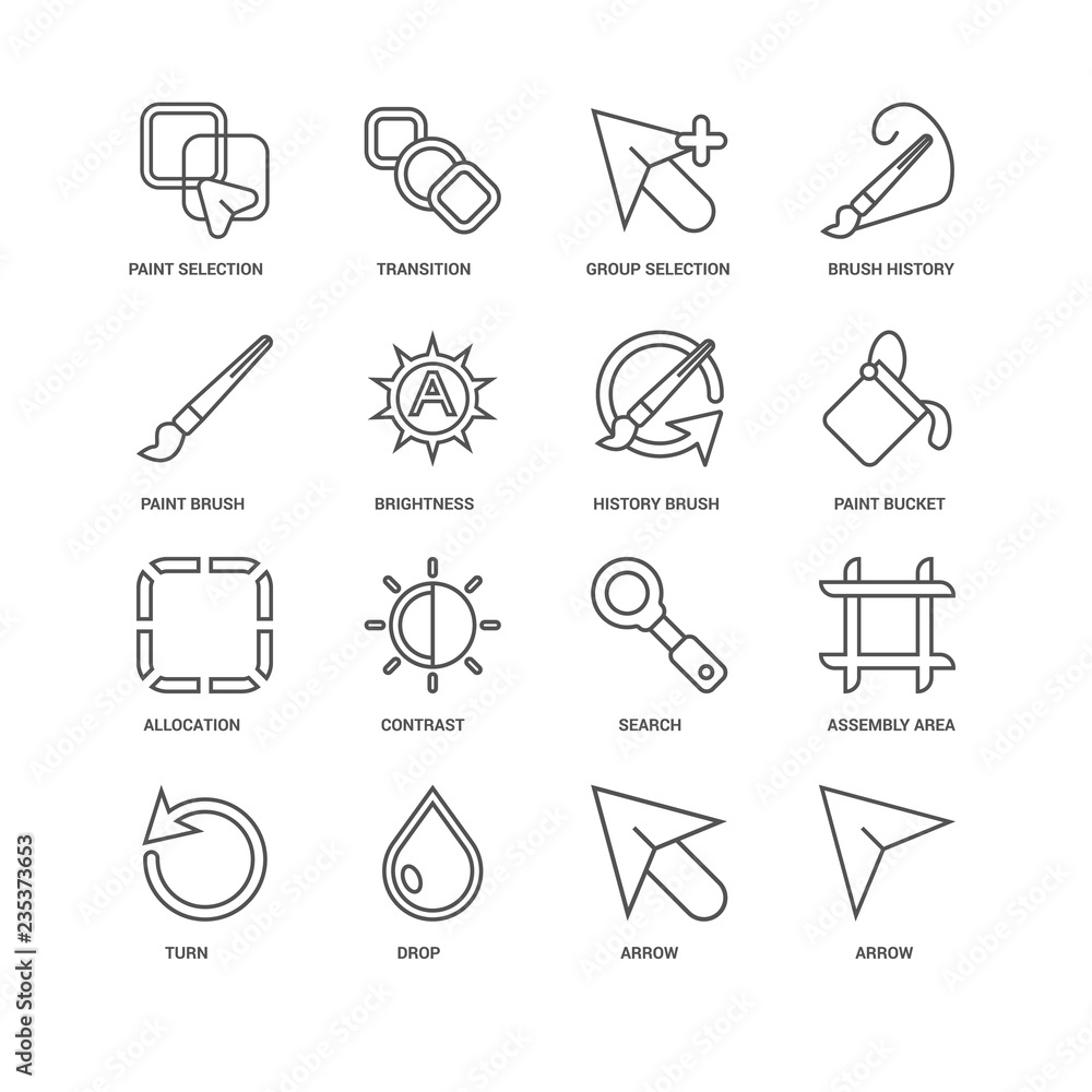 Simple Set of 16 Vector Line Icon. Contains such Icons as Arrow, Stock ...