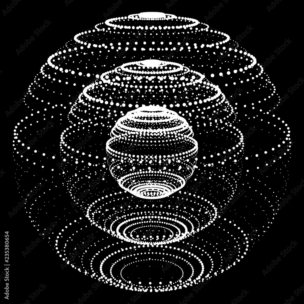 Sphere particles. Abstract 3d sphere. Technology digital. 3d abstract ...