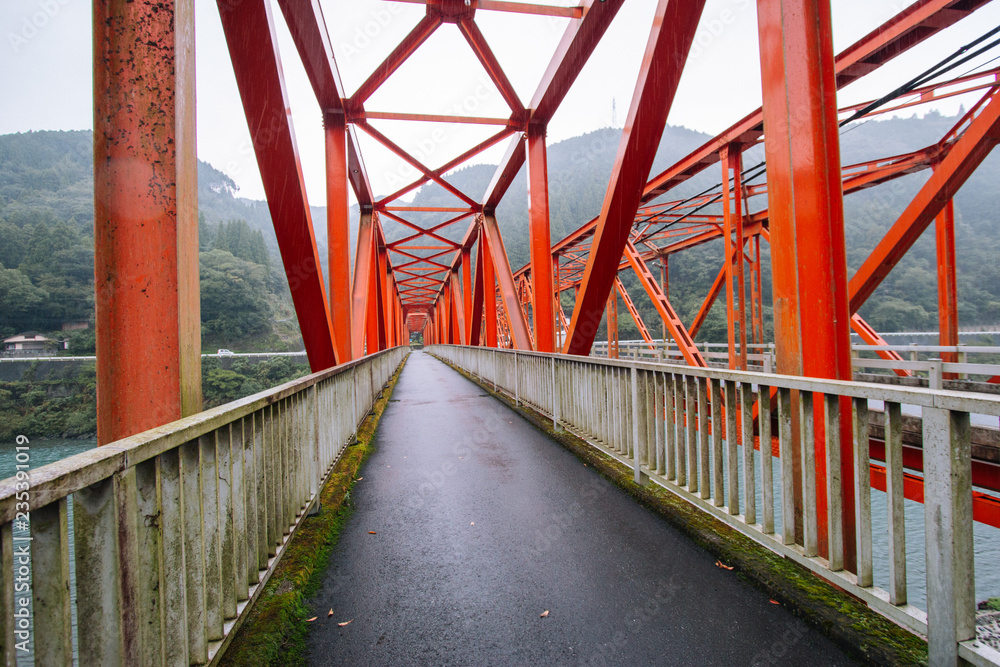 Red iron bridge at Sakamotomachi Stock Photo | Adobe Stock