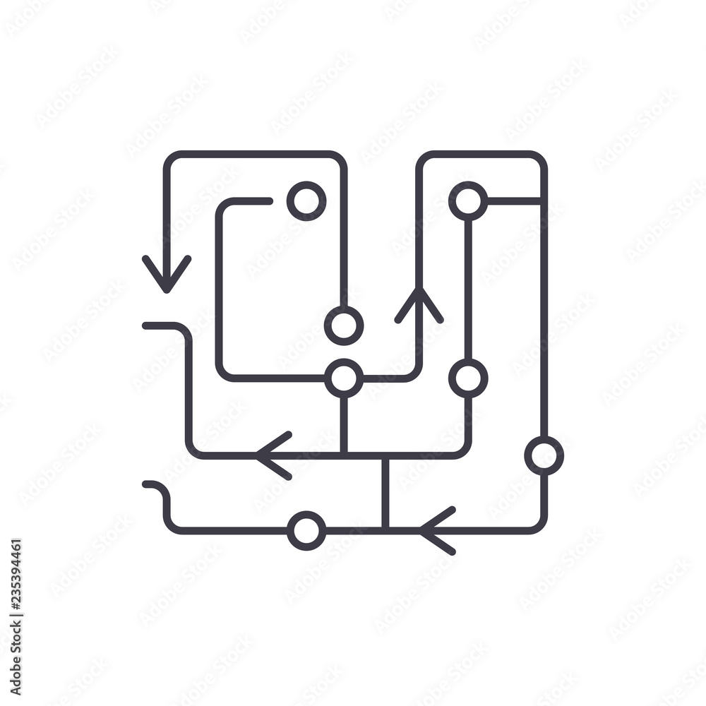 Computer algorithms line icon concept. Computer algorithms vector ...