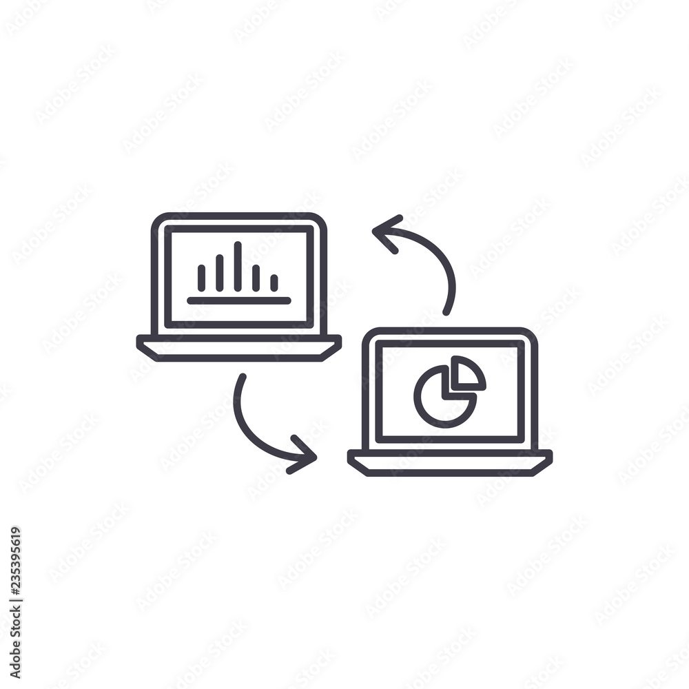 Data update line icon concept. Data update vector linear illustration ...