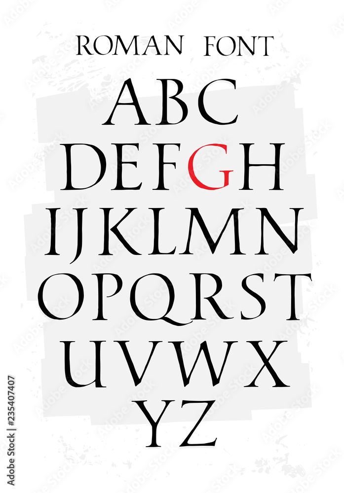 Fototapeta Set Of Classic Roman Font Capital Letters Uneven Ancient 