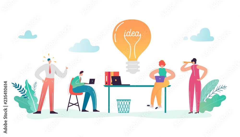 Teamwork, Creative Idea, Business Solutions Concept. Characters Team ...