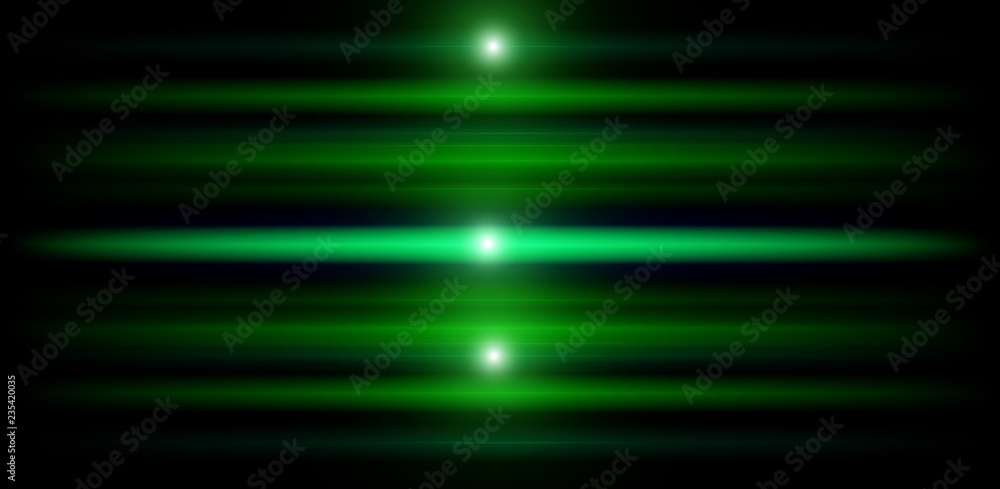 Neon glowing green lines. Flash lights. Abstract illustration with ...