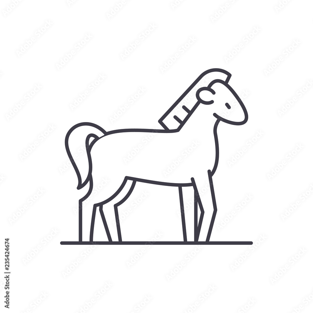 Horse line icon concept. Horse vector linear illustration, sign, symbol ...