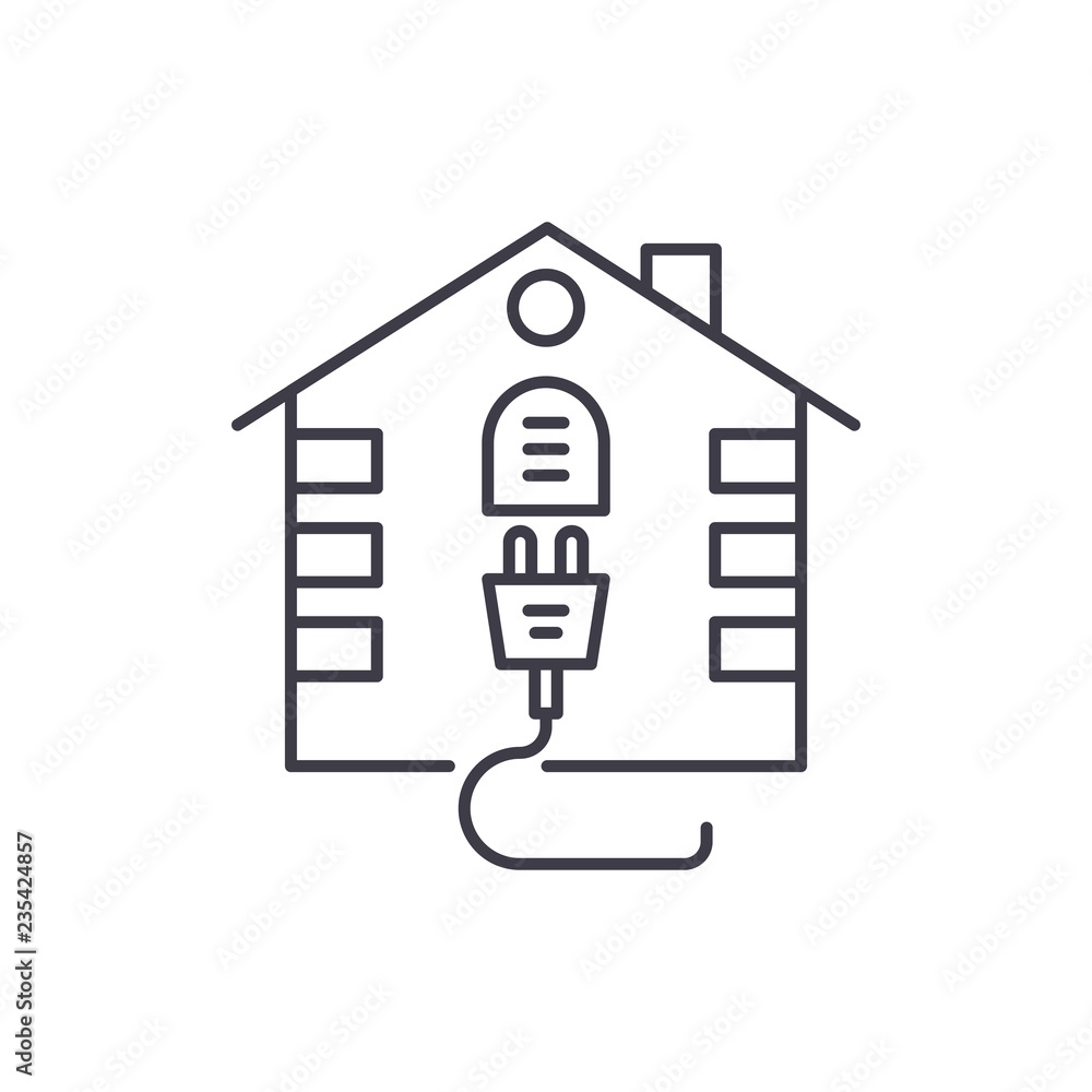 House electrical system line icon concept. House electrical system ...