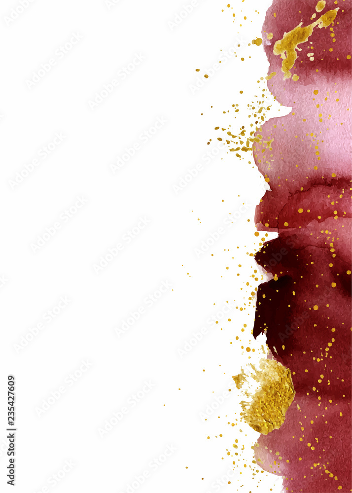 Watercolor abstract background, hand drawn watercolour burgundy and ...