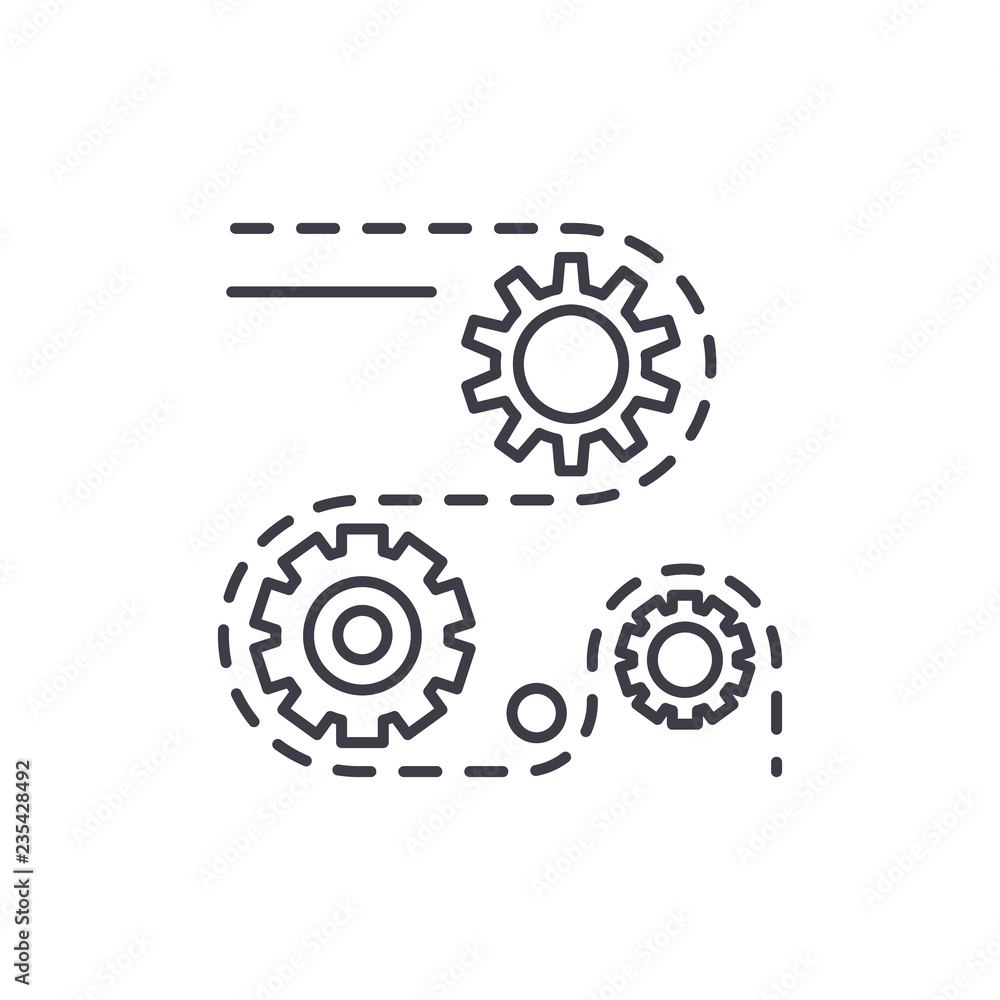 Manufacturing processes line icon concept. Manufacturing processes ...