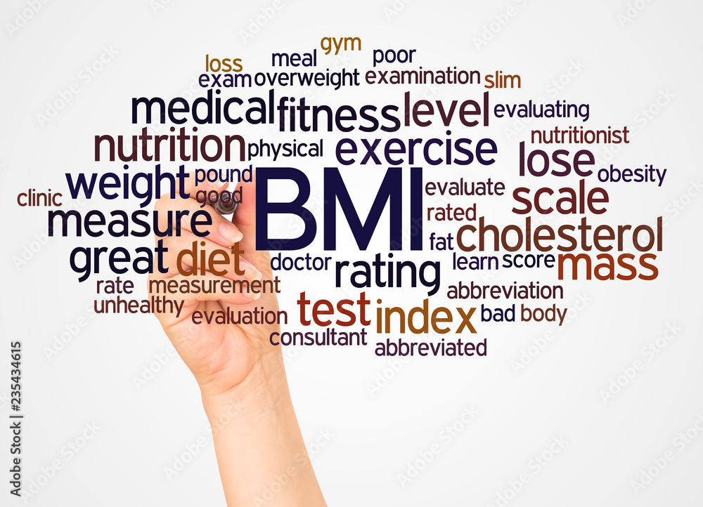 BMI word cloud and hand with marker concept Stock Illustration | Adobe ...