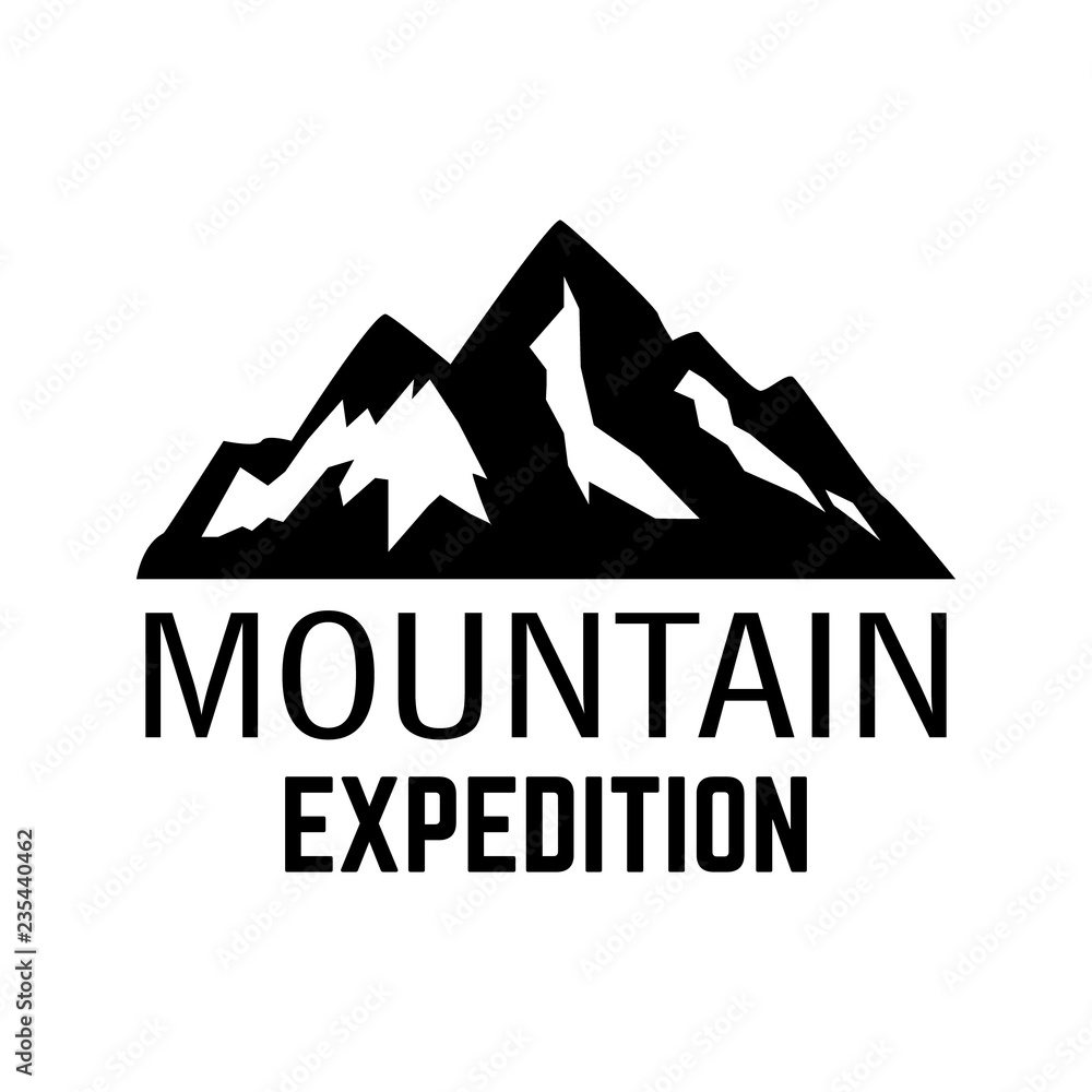 Mountain expedition. Emblem template with rock peak. Design element for ...