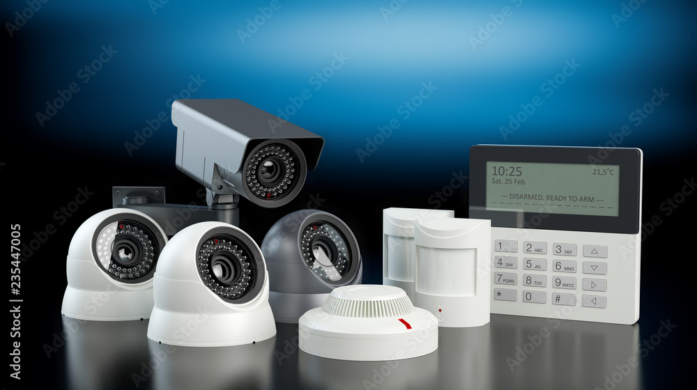 Alarm system, dark background Stock Illustration | Adobe Stock