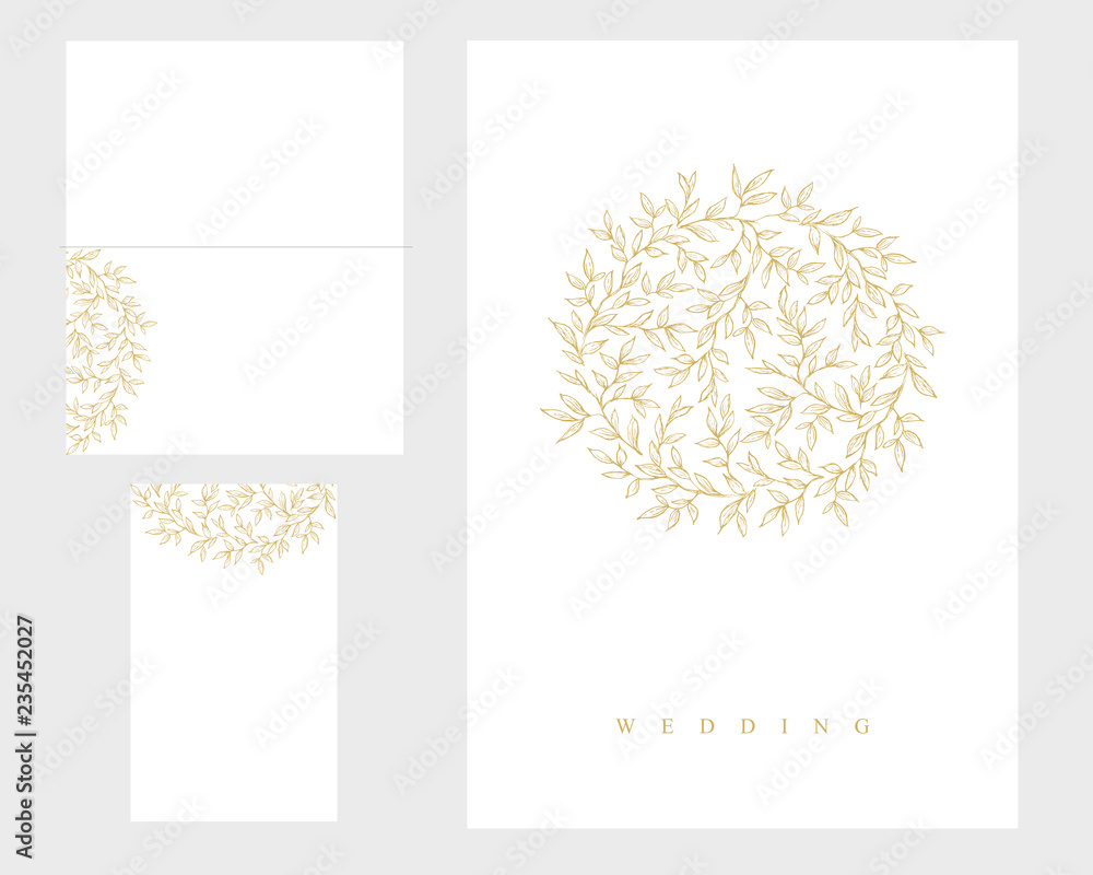 Wedding Invitation, Place Card and Tag. Hand Drawn Round Shape Vector ...
