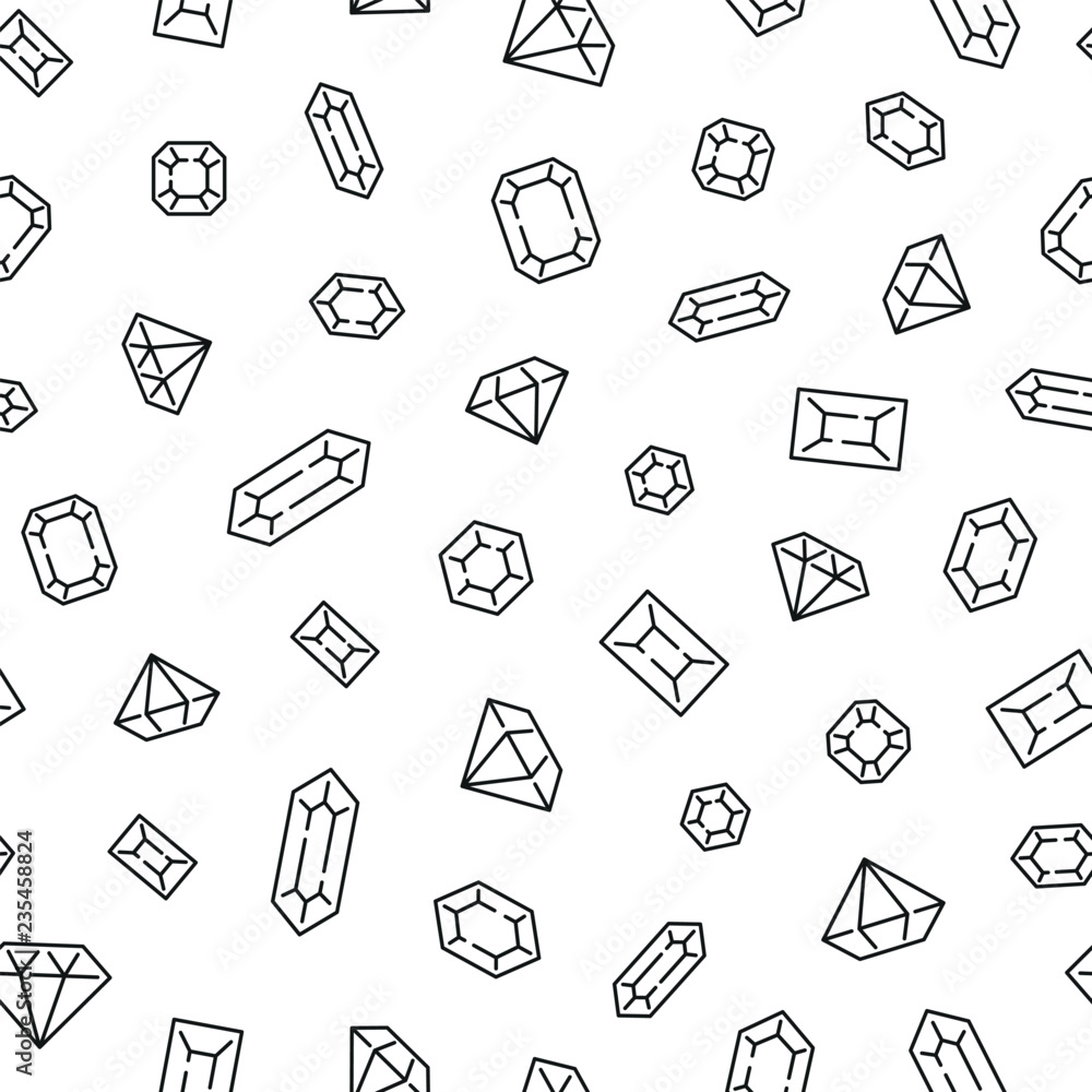 Seamless pattern with diamonds. Black and white thin line icons Stock ...