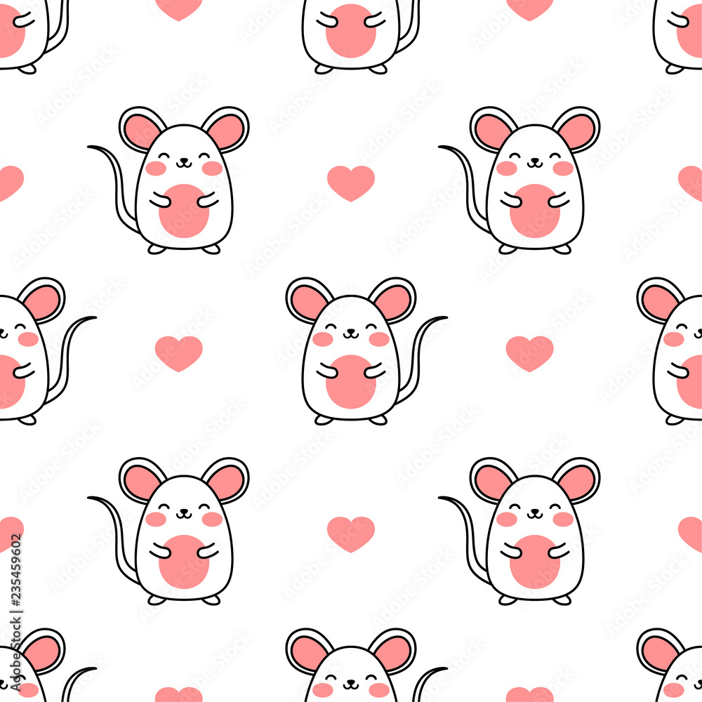Mouse pattern, Cute cartoon mice seamless pattern background, vector ...