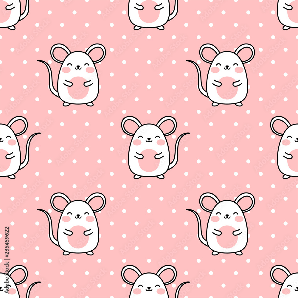 Mouse pattern, Cute cartoon mice seamless pattern background, vector ...