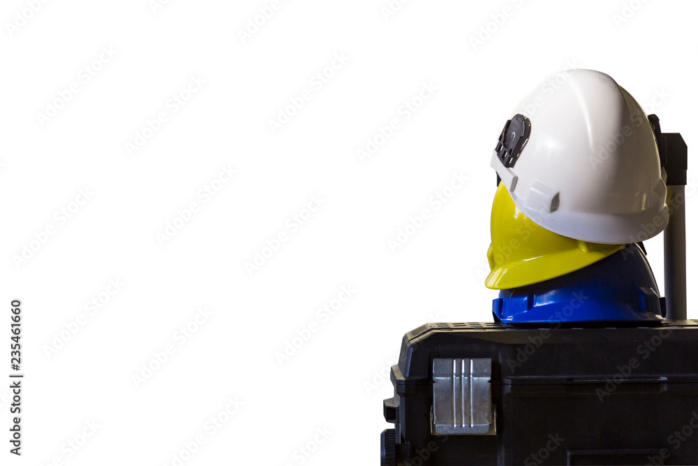 PPE (Personal Protective Equipment) consist with White safety helmet ...