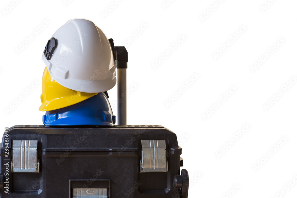 PPE (Personal Protective Equipment) consist with White safety helmet ...