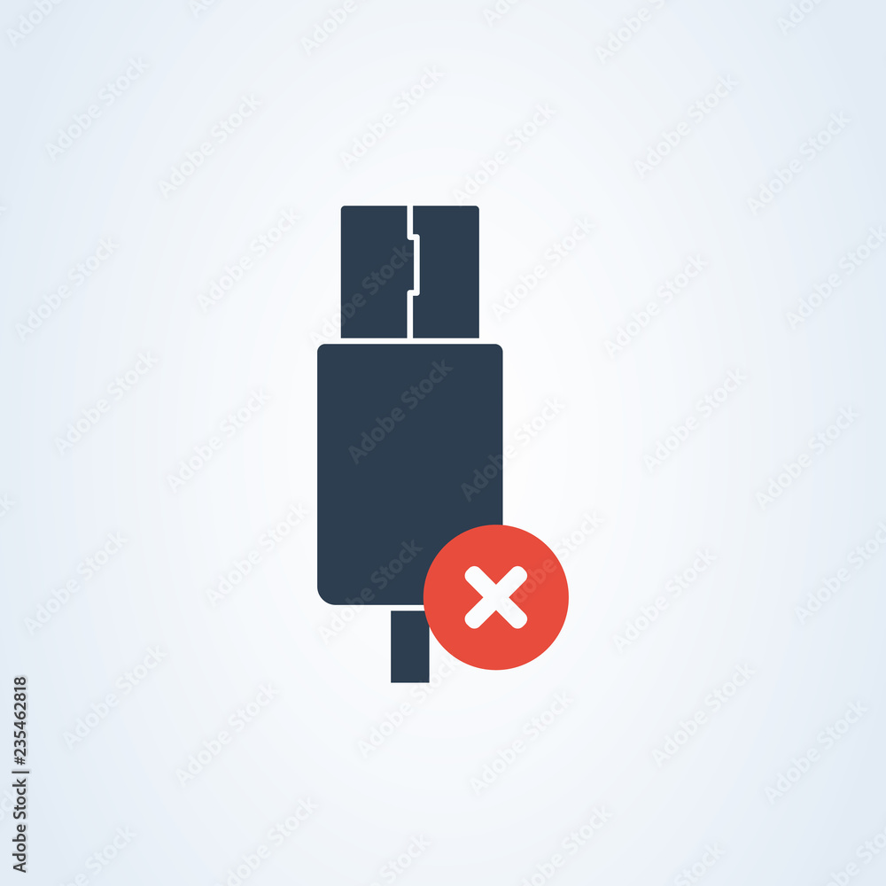 vector usb type-c and usb-c icon. delete flash usb-c cable. warning ...