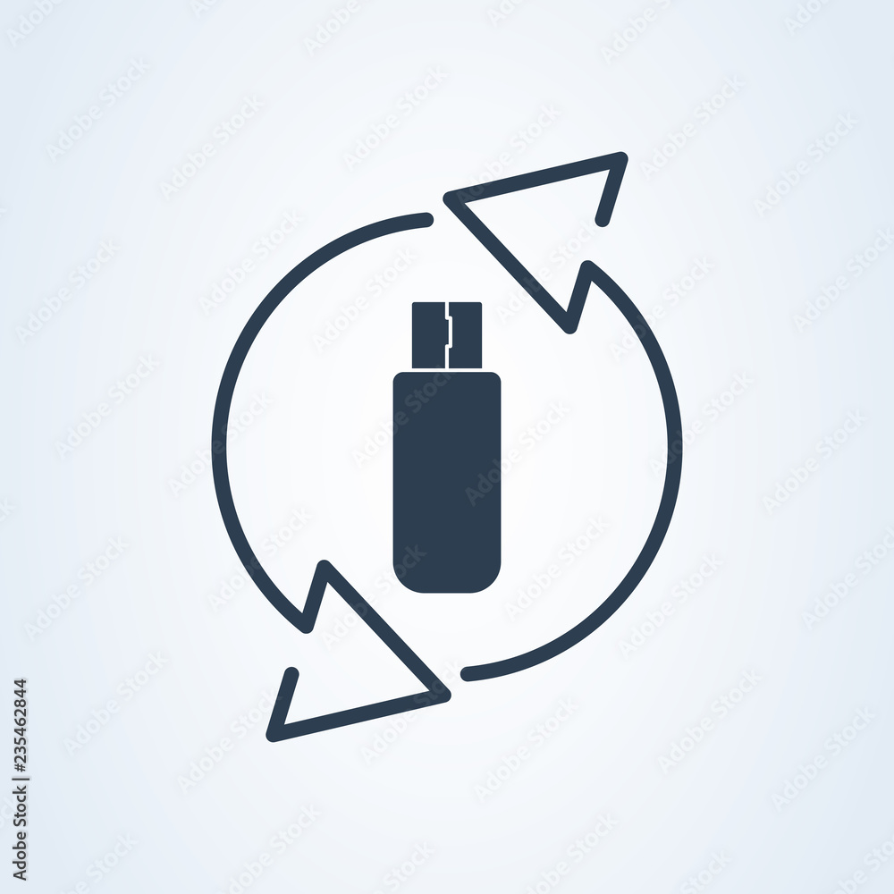 vector usb type-c and usb-c memory icon. recycle and reset flash symbol ...