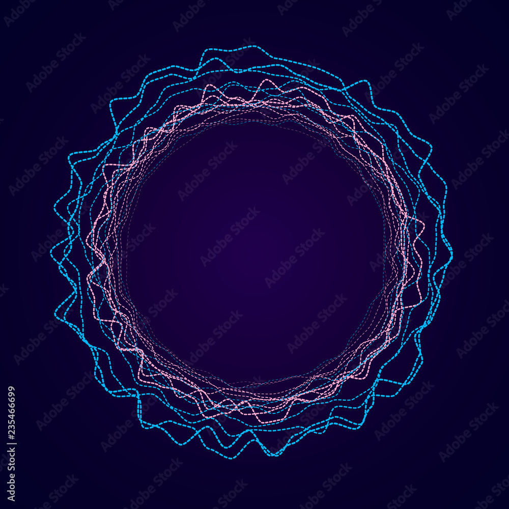 Neon circular shape of Soundwave form. Audio equalizer. Sound impulse ...