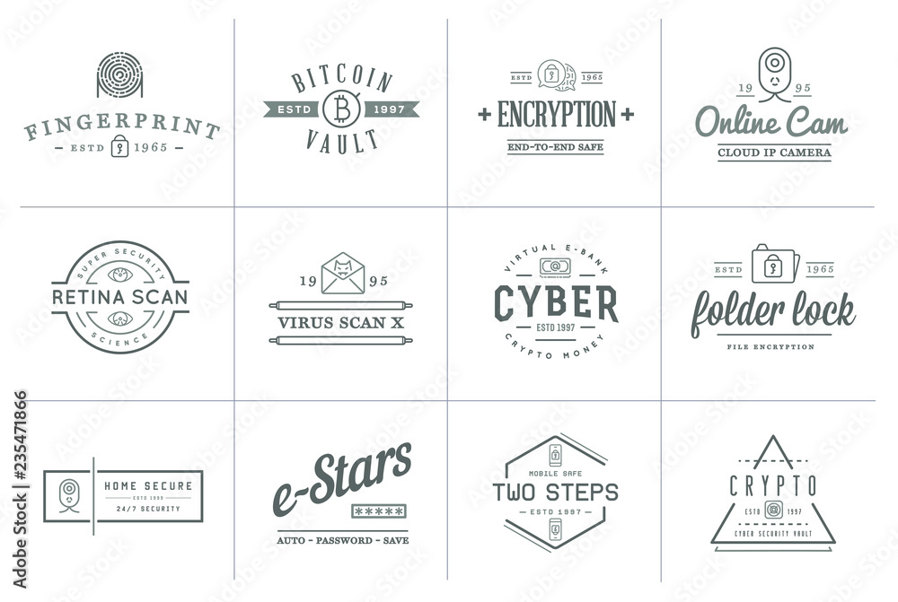 Set of Vector Cyber Security Identity Badges and Signs Can be used as ...