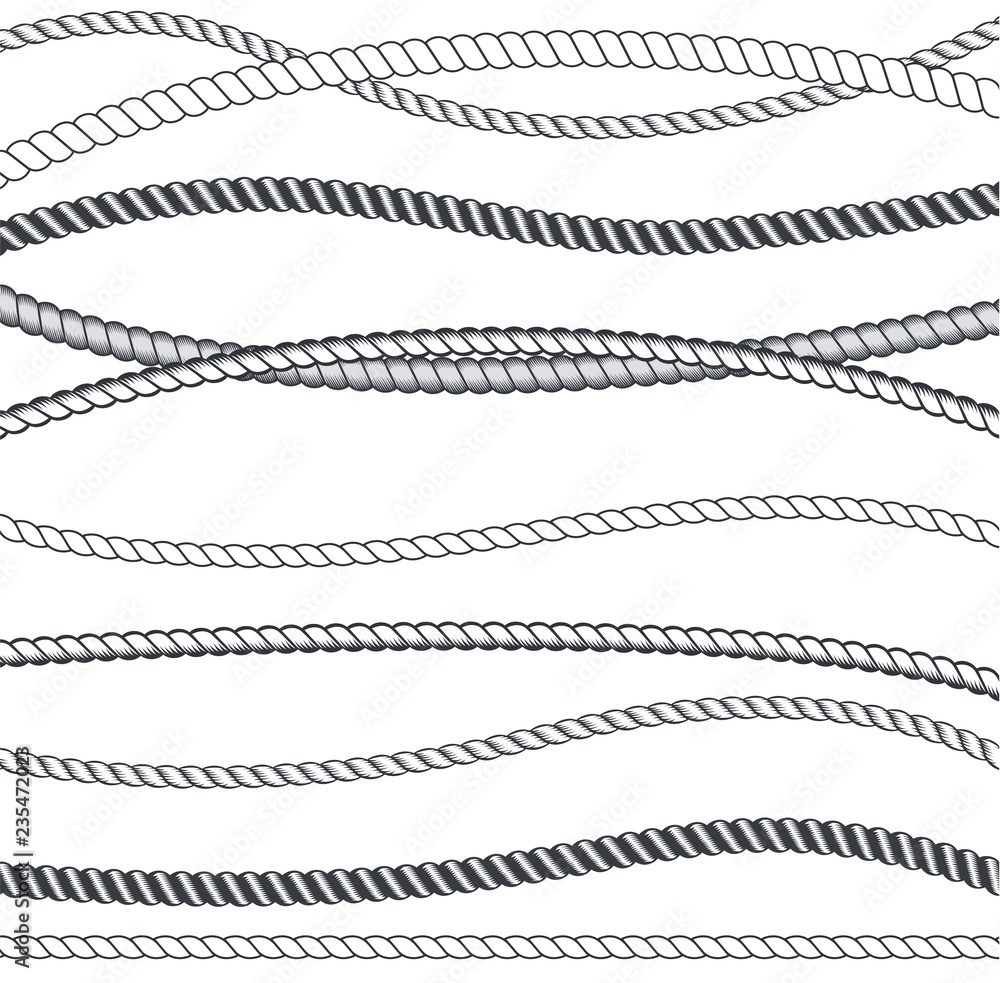 Rope Marine line seamless pattern. Illustration with rope ornament ...