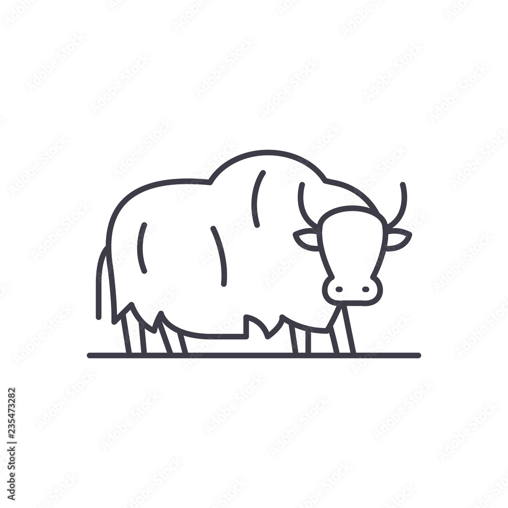 Yak line icon concept. Yak vector linear illustration, sign, symbol ...