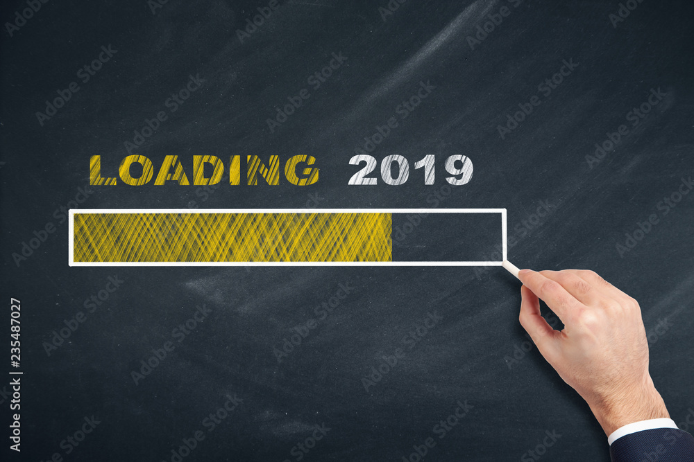 Drawing Loading 2019 on Blackboard Stock Photo | Adobe Stock