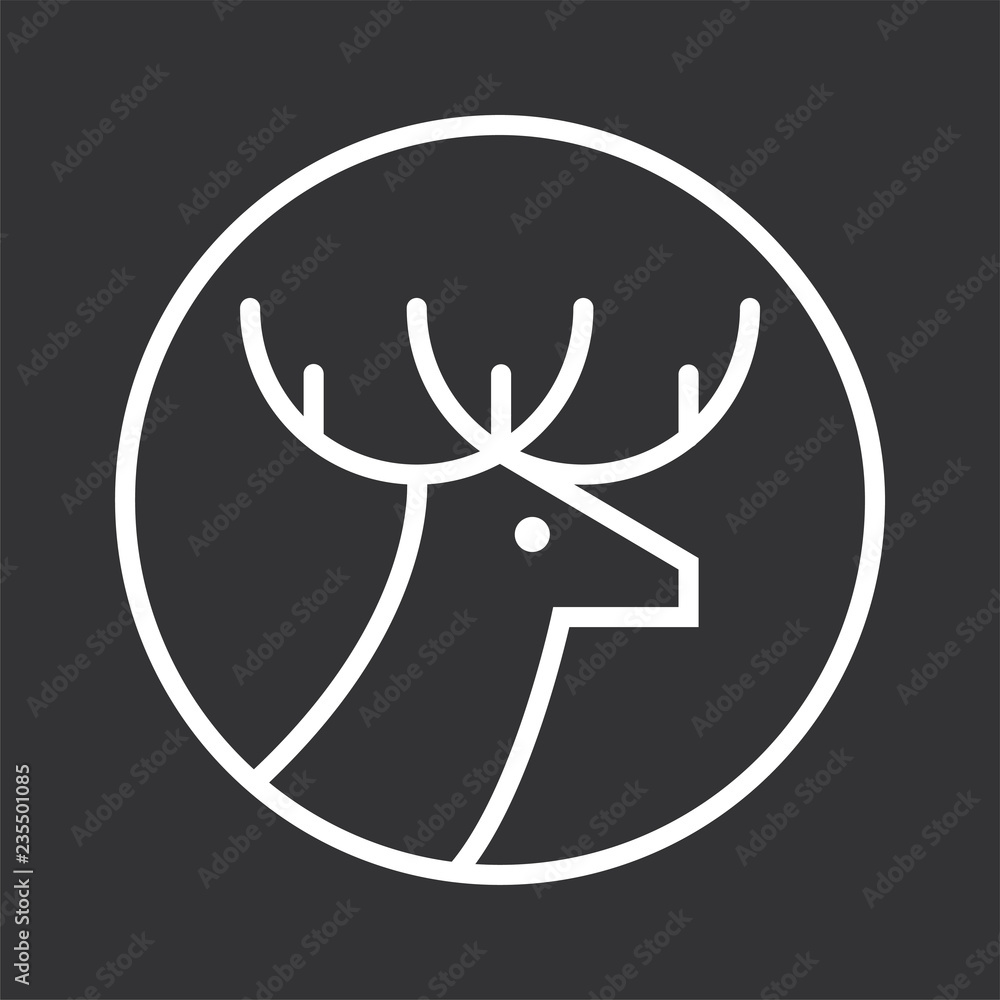 Hirsch - Rentier - Elch - Reh - Icon, Piktogramm, grafisches Element ...