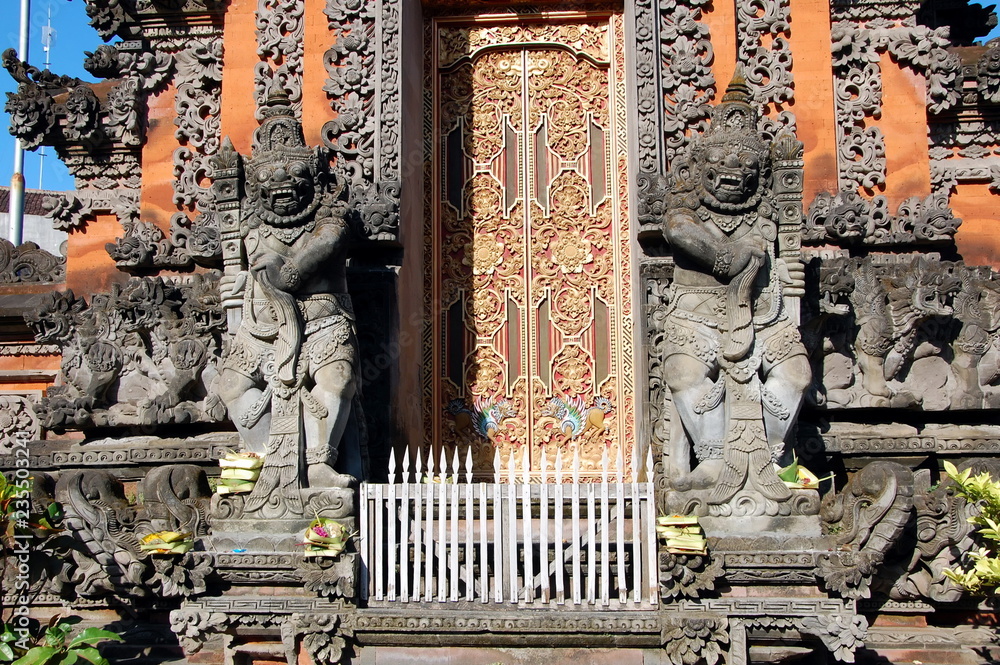 Entrance to a Buddhist temple in the city of Kuta, Bali Island ...