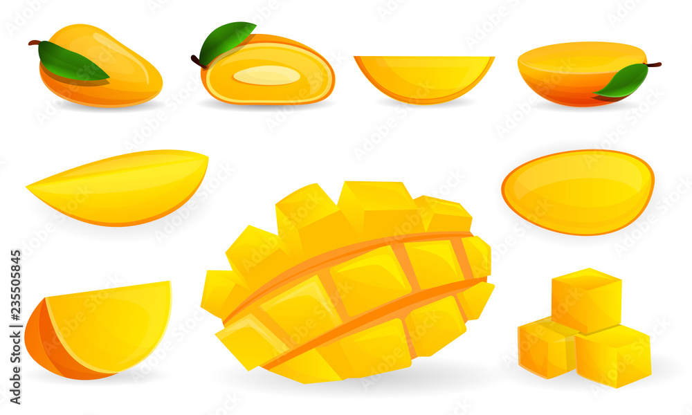 Mango icon set. Cartoon set of mango vector icons for web design Stock ...