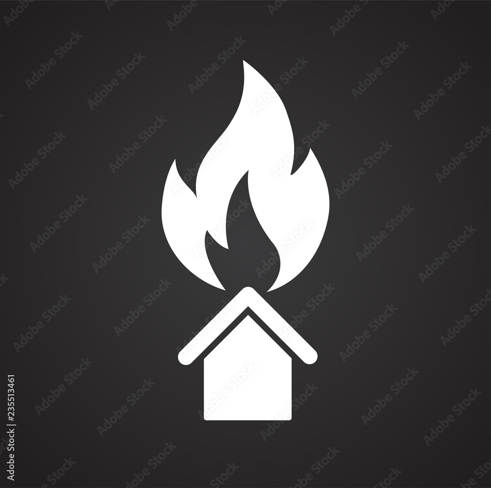 Home fire wall protection icon on black background for graphic and web ...