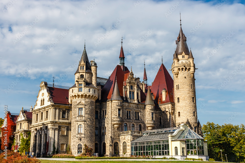 Moszna Castle, historic palace located in a village of Moszna, Upper ...