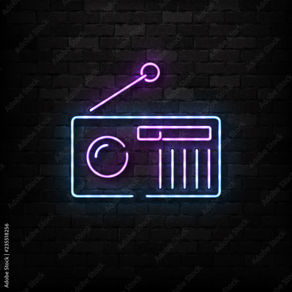 Vector realistic isolated neon sign of Radio logo for decoration and ...