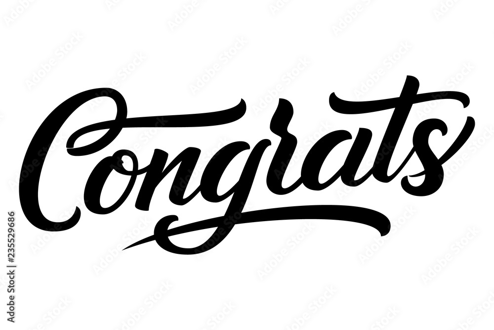 Hand drawn lettering Congrats. Vector Ink illustration. Typography ...