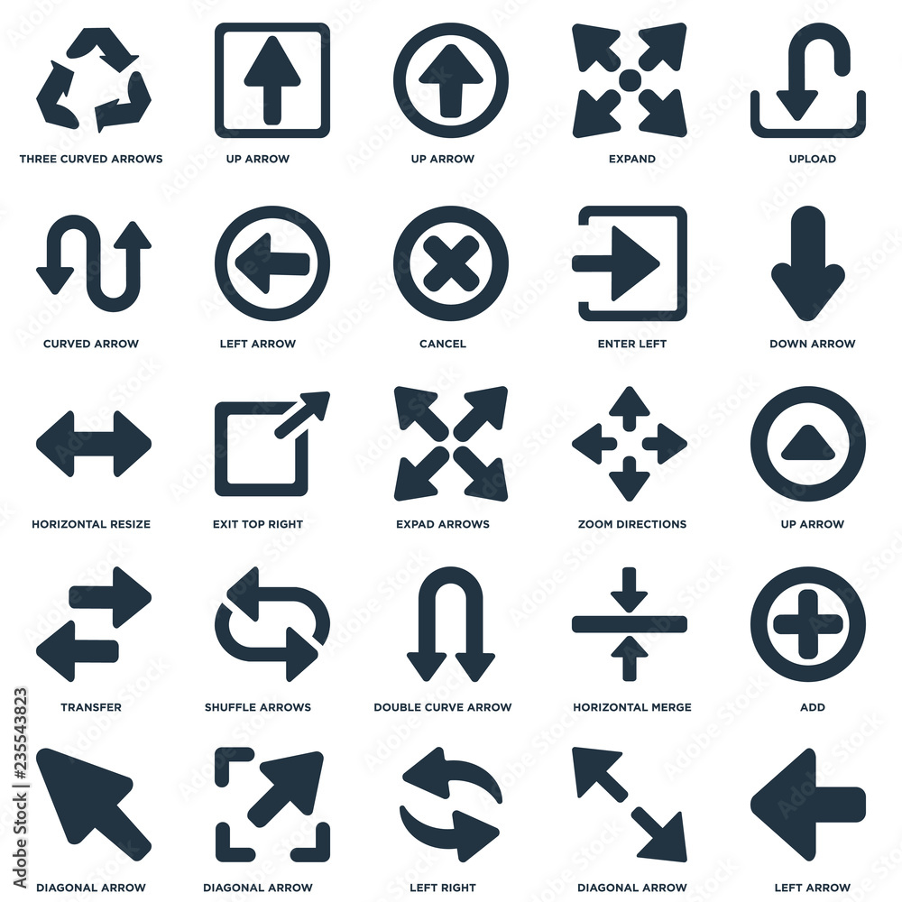 Elements Such As Left arrow, Up Down Diagonal Horizontal Merge, Resize ...