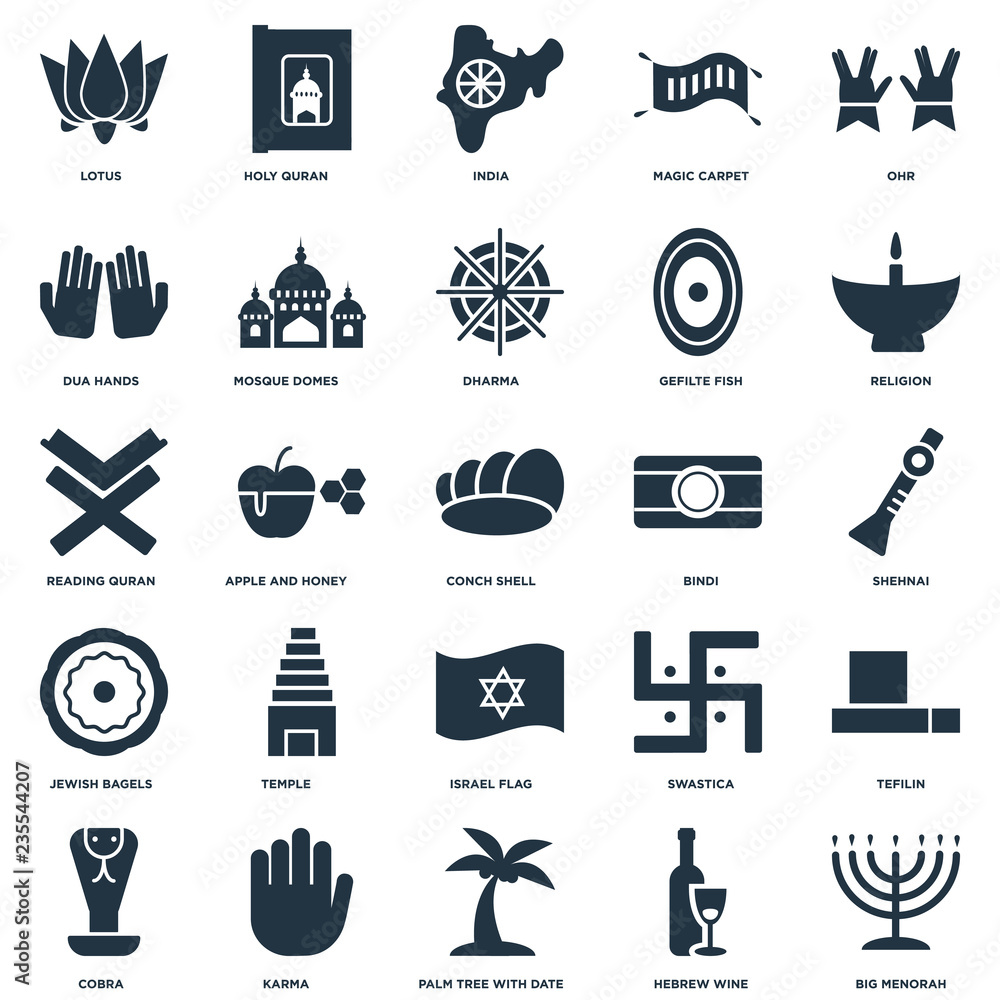 Elements Such As Big Menorah, Shehnai, Religion, Holy Quran, Cobra ...