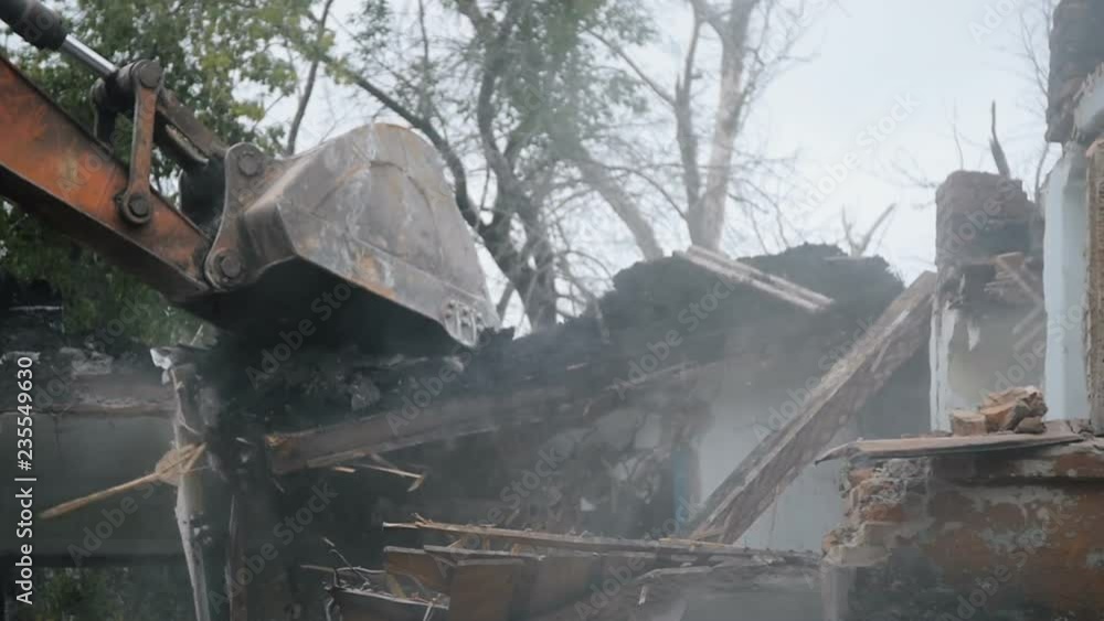 Destroy the old empty abandoned building from ceiling to the windows ...