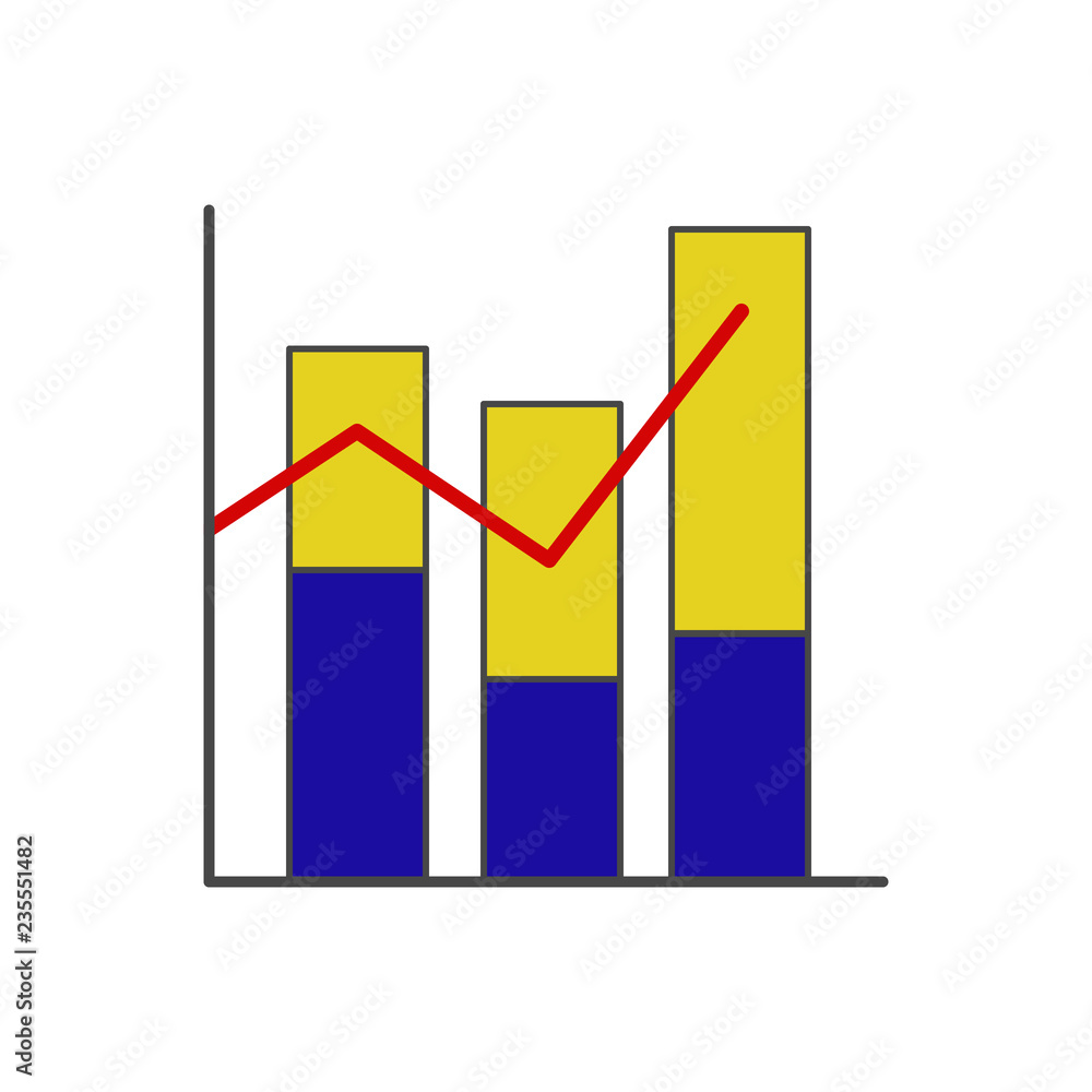 Column line chart icon with categories and segments Stock Vector ...